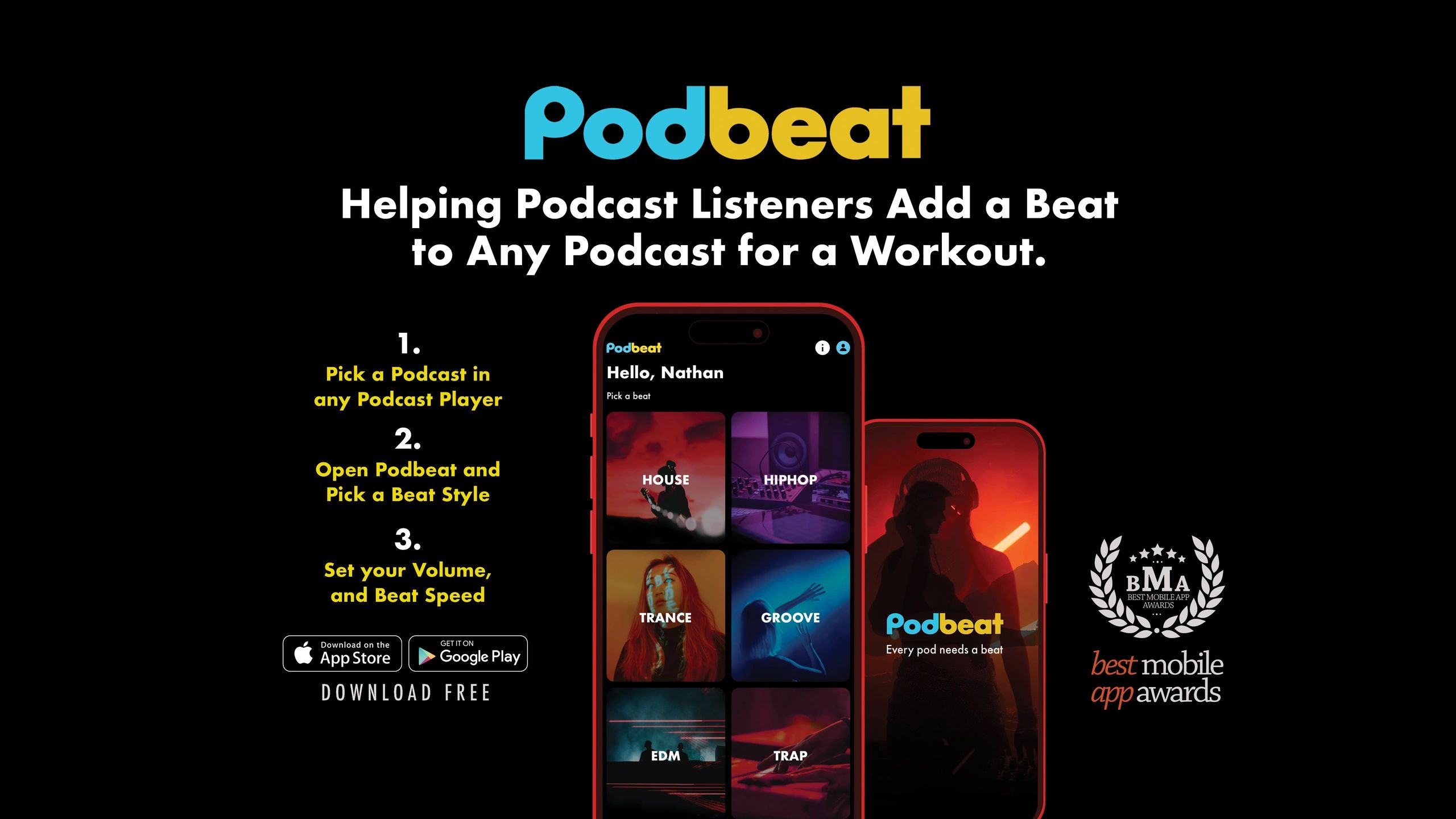 Podbeat - Mobile App, Many Beat Styles to Choose From, Podcast Beats